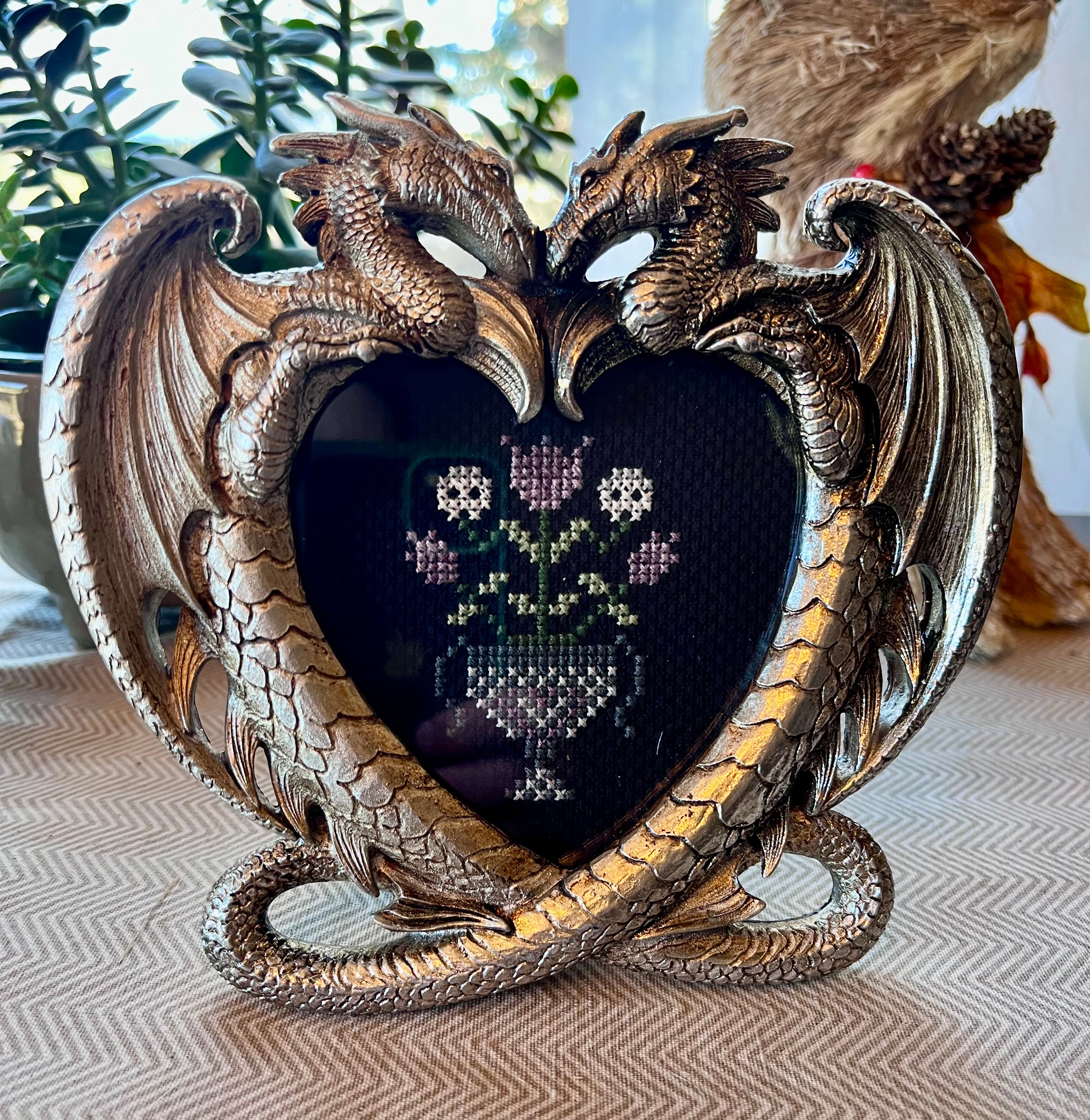 Fantasy Dragon Heart Photo or Cross Stitch Frame with FREE Copy Cross ...